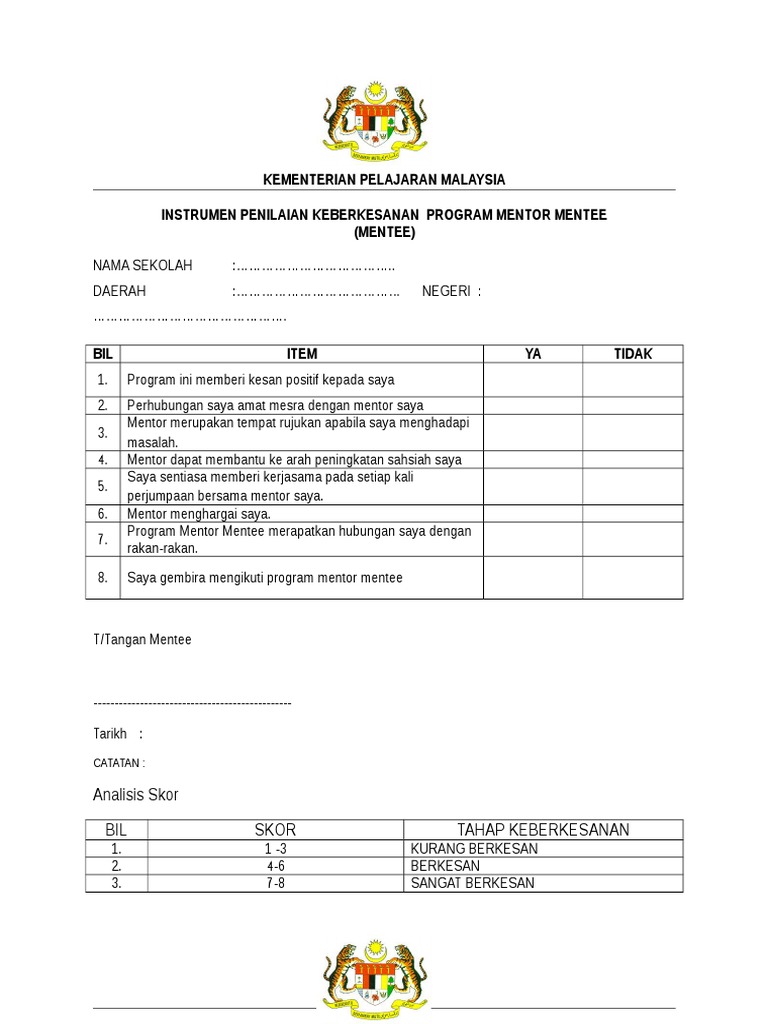 Borang Penilaian Mentor Mentee | PDF