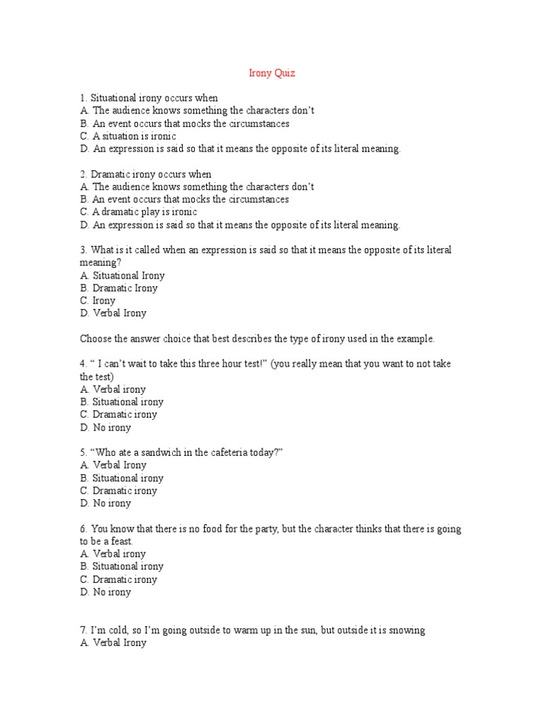 Irony Quiz | PDF