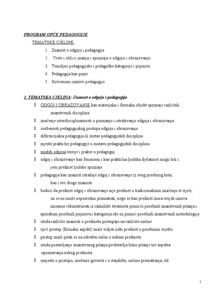 Pedagogija - Cijela Skripta | PDF