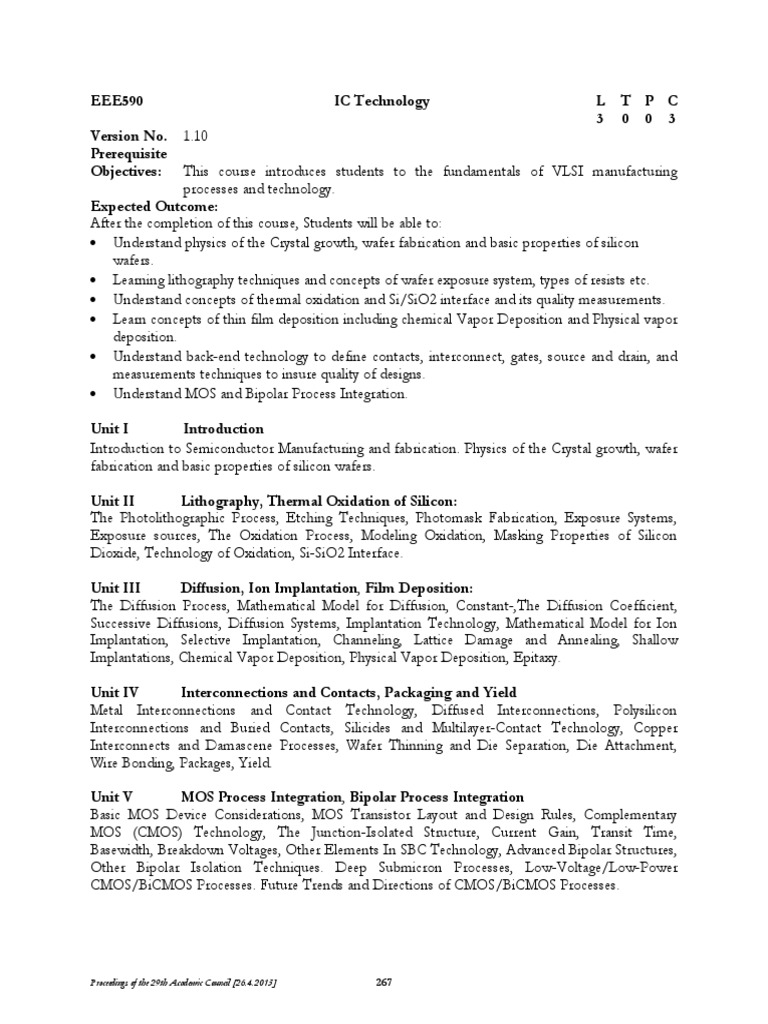 Eee590 Ic-Technology Syllabus | PDF | Semiconductor Device Fabrication ...