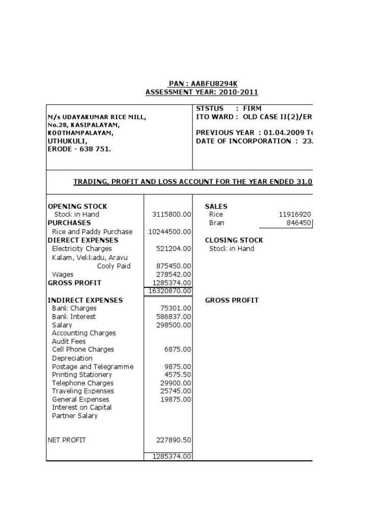 Udhayakumar Rice Mill | PDF | Expense | Depreciation