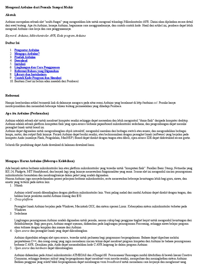 Mengenal Arduino Dari Pemula Sampai Mahir | PDF