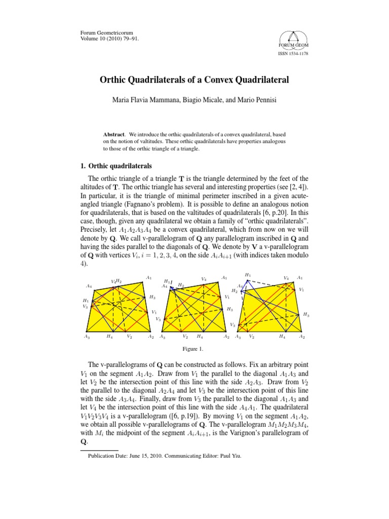 Orthic Quadrilaterals in Convex Shapes | PDF | Geometric Shapes | Triangle