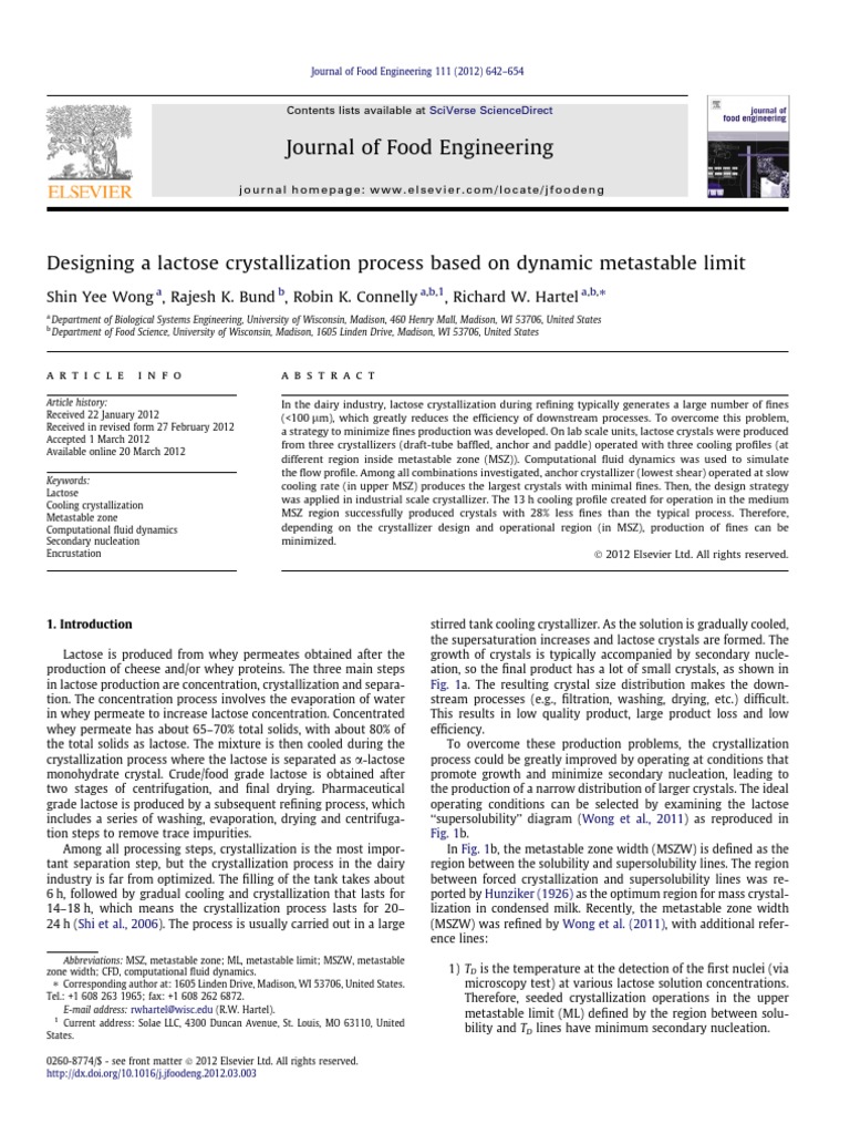 Designing A Lactose Crystallization Process Based On Dynamic Metastable ...