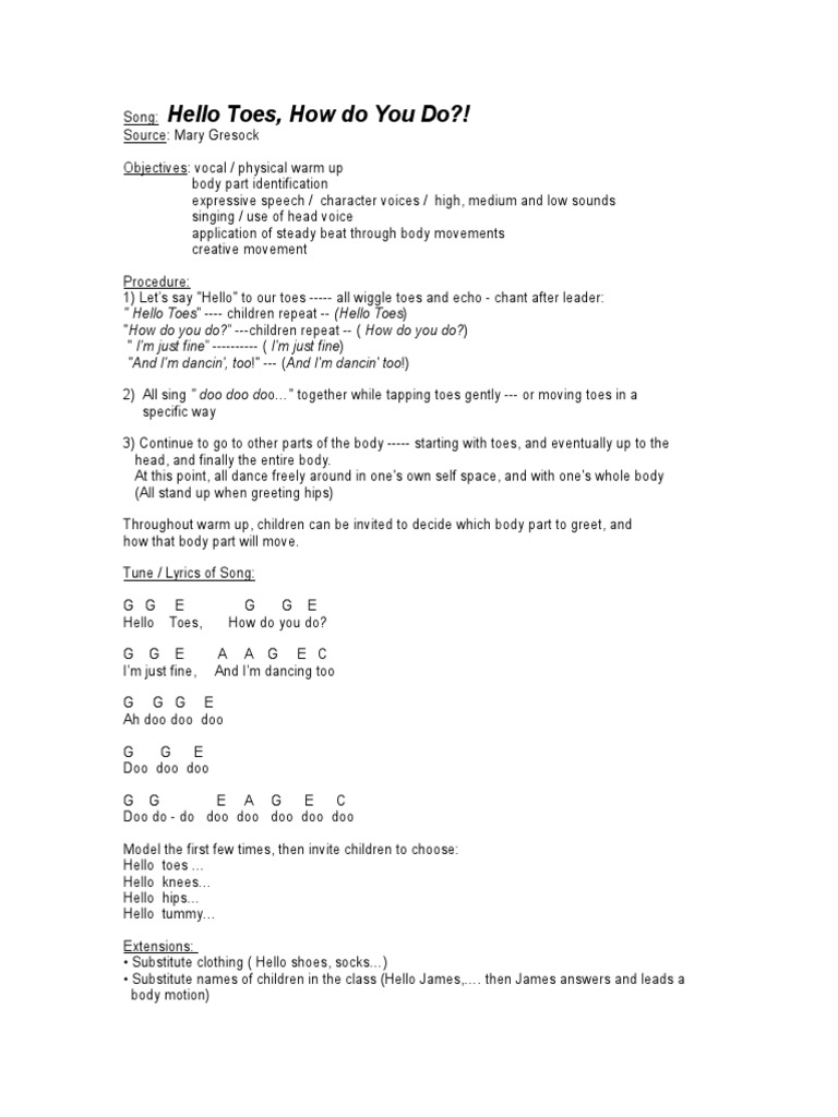 Hello Toes - Final Version | PDF | Language Arts & Discipline