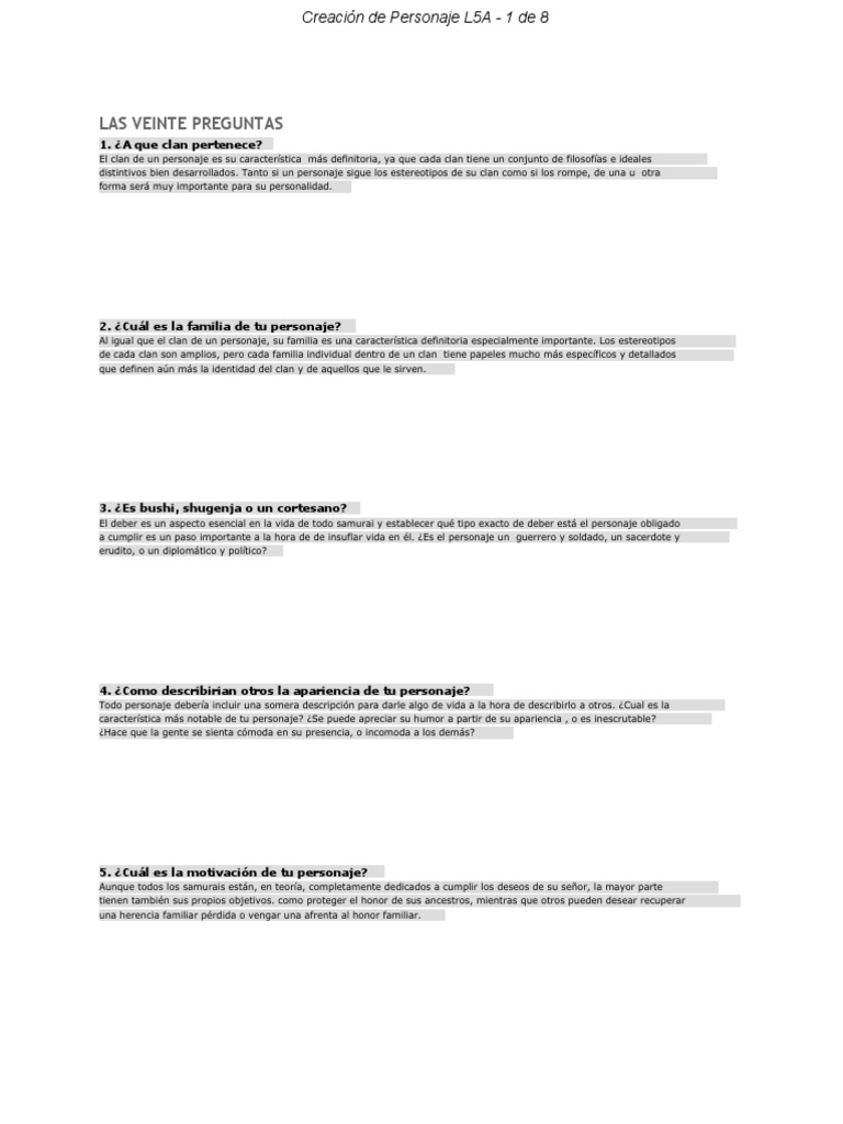 L5R El Juego de Las Veinte Preguntas | Descargar gratis PDF | Samurai ...