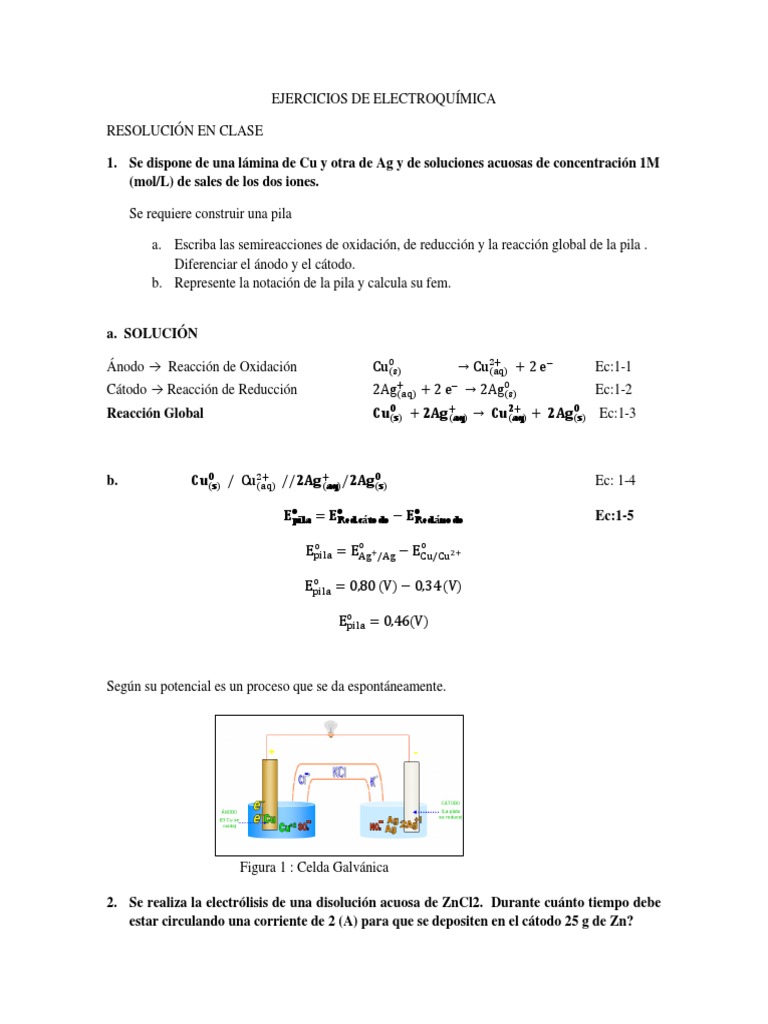 Ejercicios de Electroquímica | Electroquímica | Redox