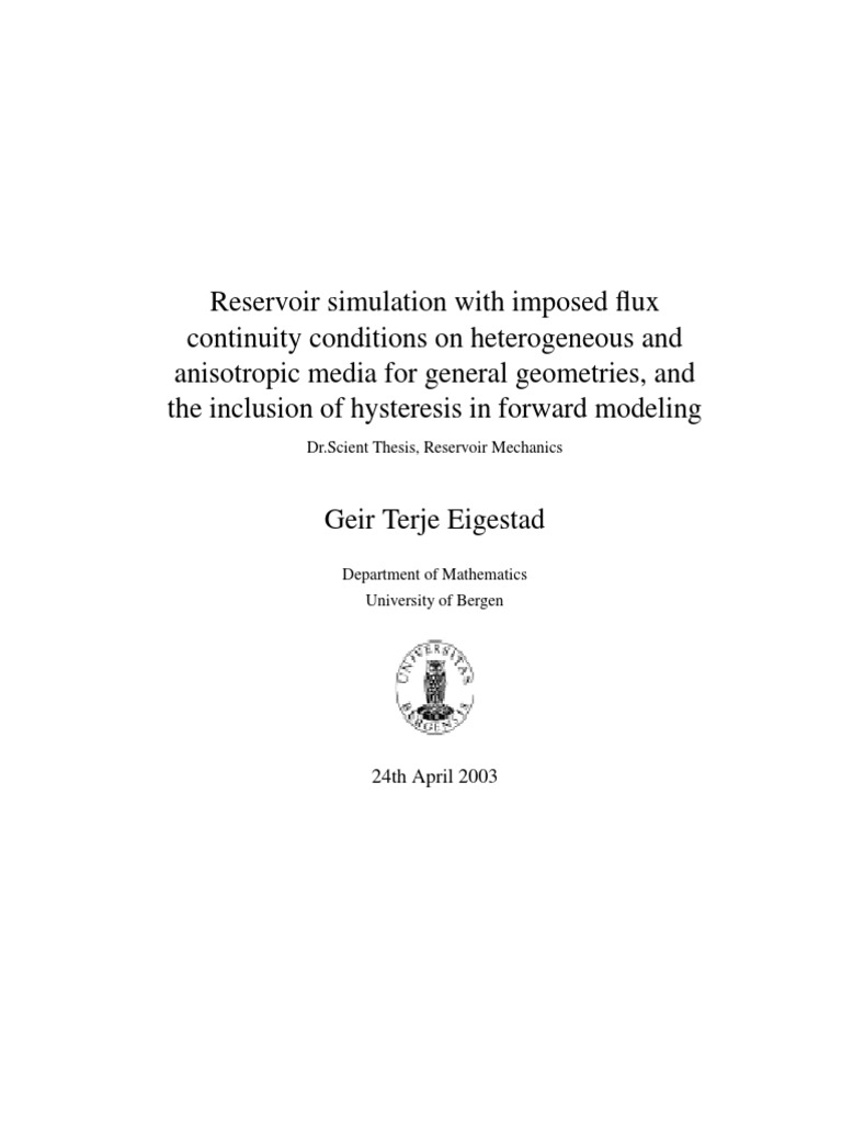 Thesis Reservoir Simulation | PDF | Finite Element Method | Petroleum Reservoir