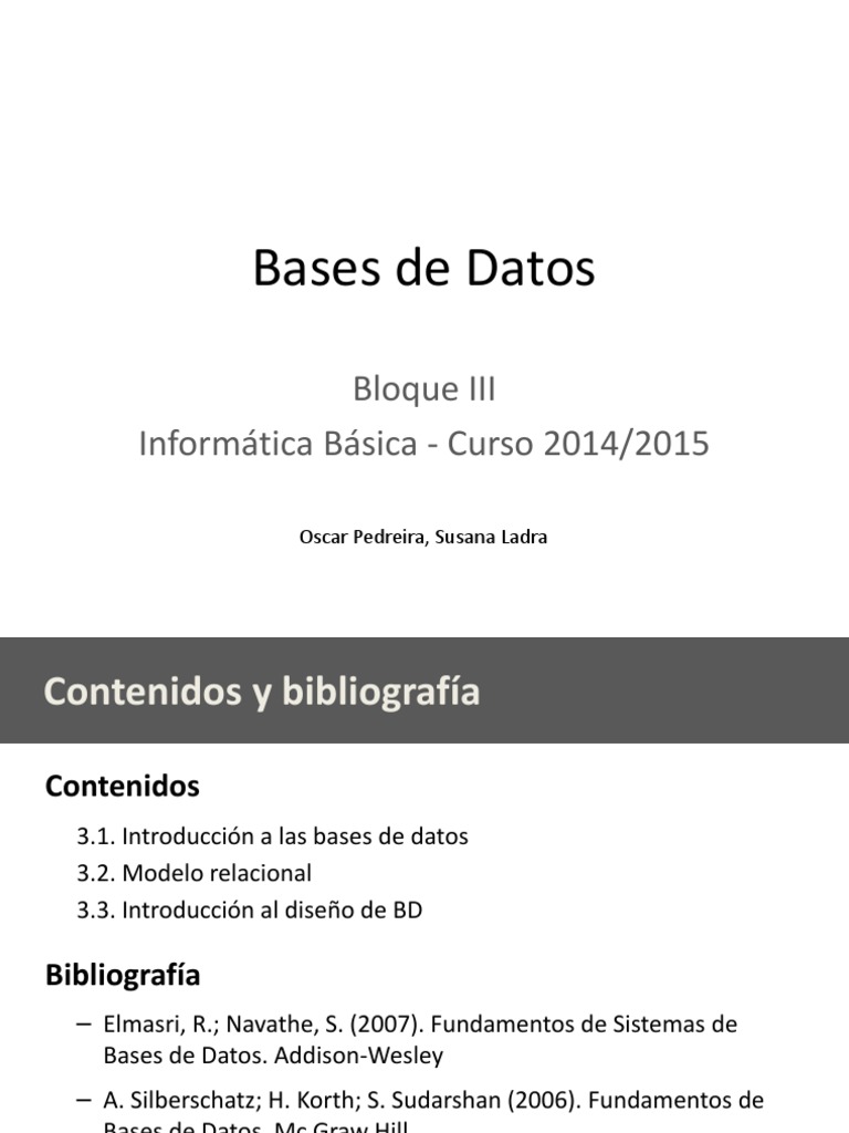 Tema 3 - Bases de Datos | PDF | Bases de datos | Base de datos relacional