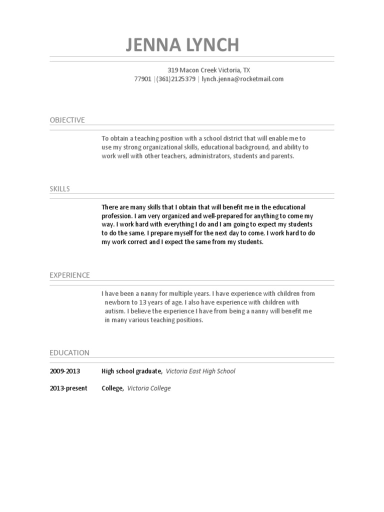 Jenna Lynch-Resume | PDF | Career & Growth | Self-Improvement
