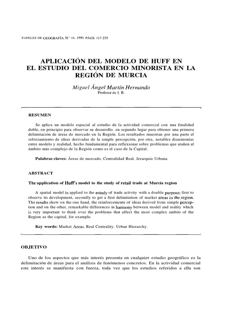 Aplicacion Del Modelo de Huff en El Estudio Del Comercio | PDF | Teoría ...
