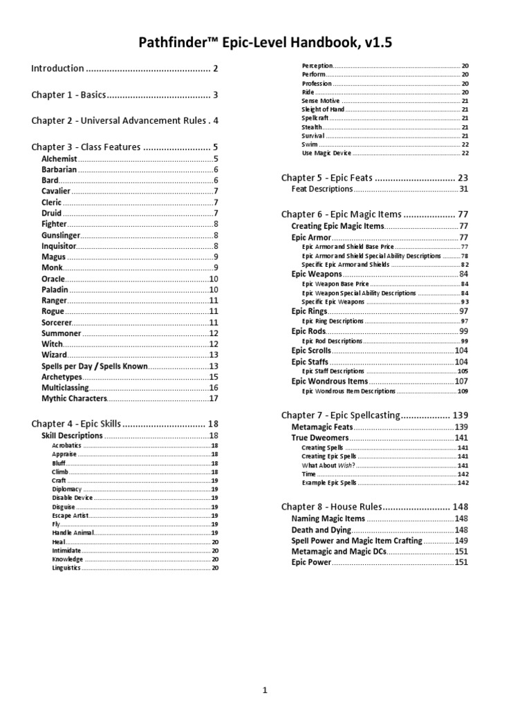 Pathfinder RPG - Epic Level Handbook v1.5 | PDF | Dungeons & Dragons ...
