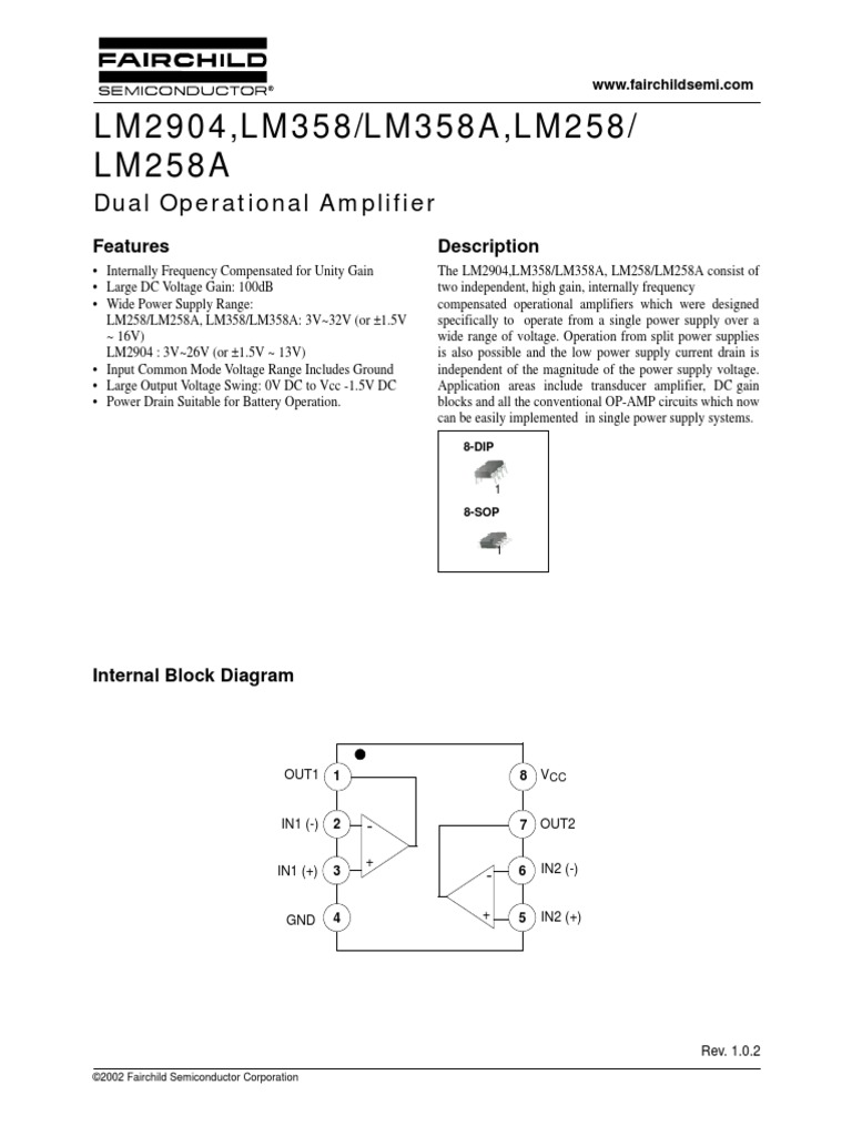Datasheet LM358 | Operational Amplifier | Electrical Engineering