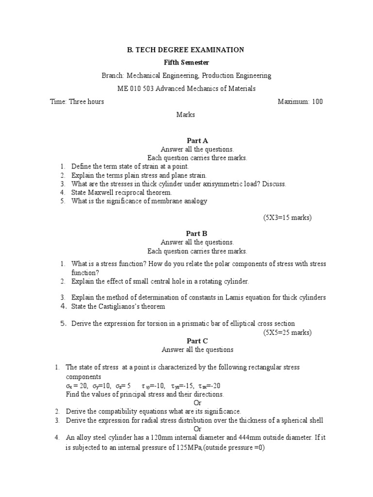 4th AMM Exam: Mechanics of Materials | PDF