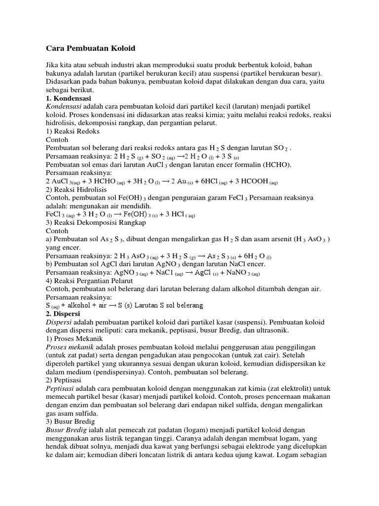 Cara Pembuatan Koloid | PDF