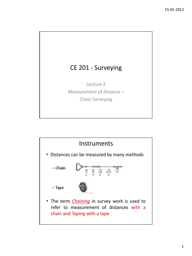 CE 201 - Surveying: Measurement of Distance - Measurement of Distance ...