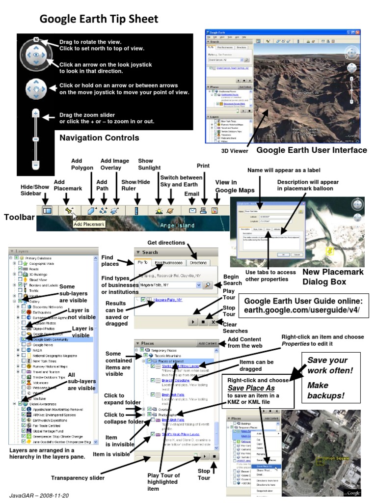 Google Earth Navigation Tips Sheet | PDF | Business | Computers