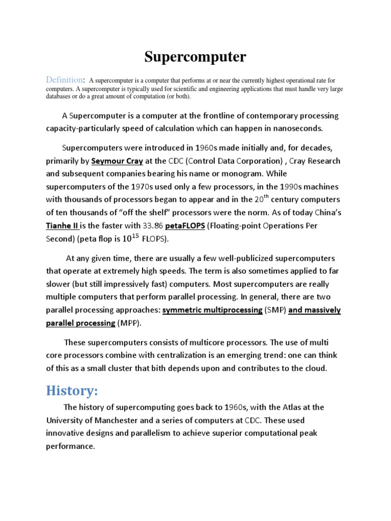 Supercomputer 1 Pdf Supercomputer Computing Infrastructure