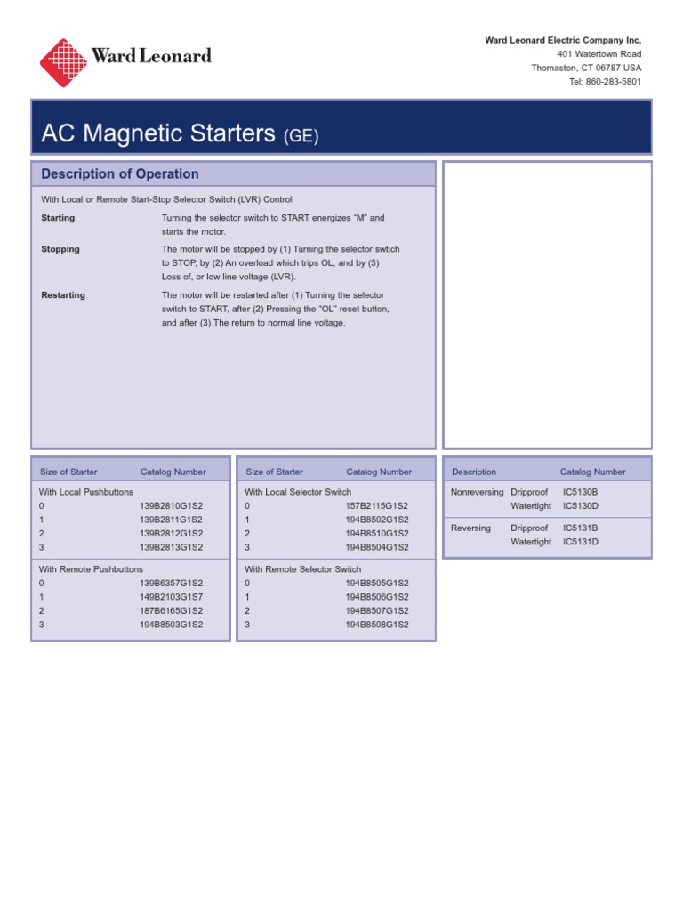 Ward Leonard Product Brochure | PDF | Relay | Switch