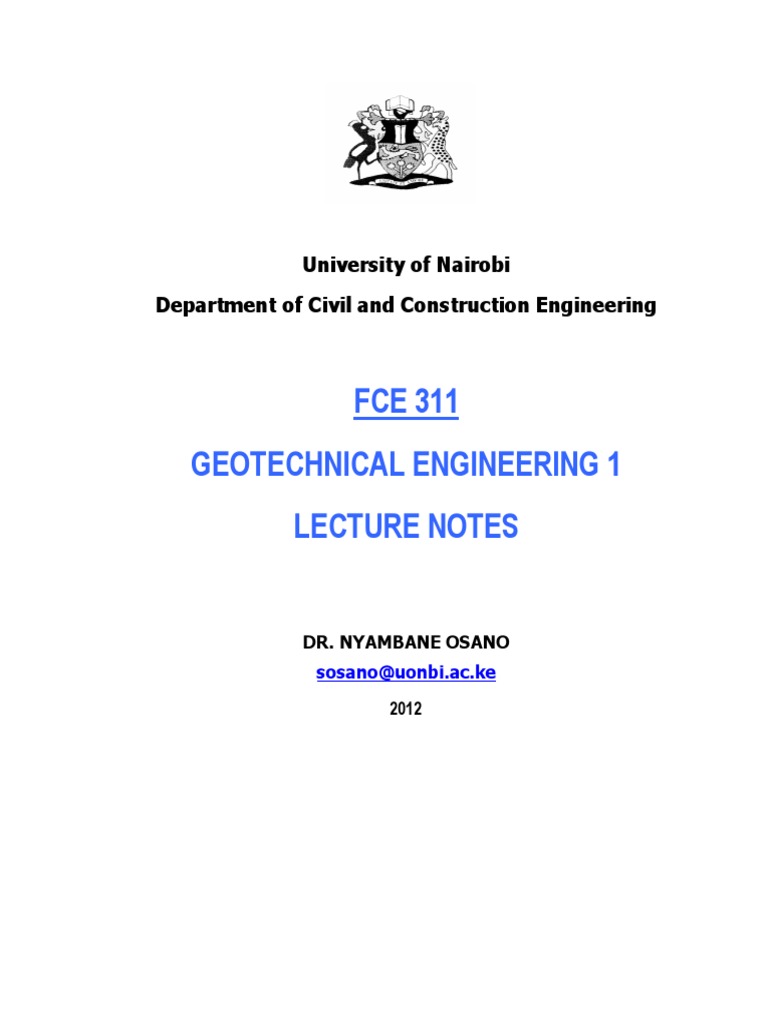 Geotechnical Engineering Lecture Notes Pdf Weathering Chemical Bond