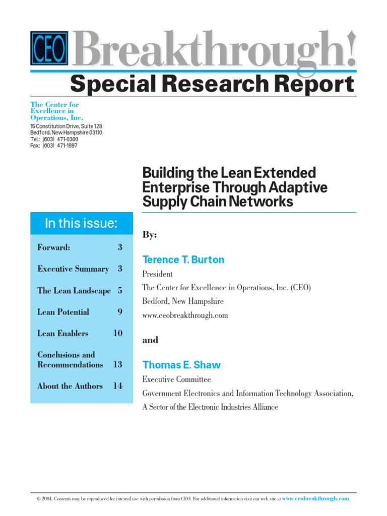 Lean Extended Enterprise | PDF | Lean Manufacturing | Supply Chain