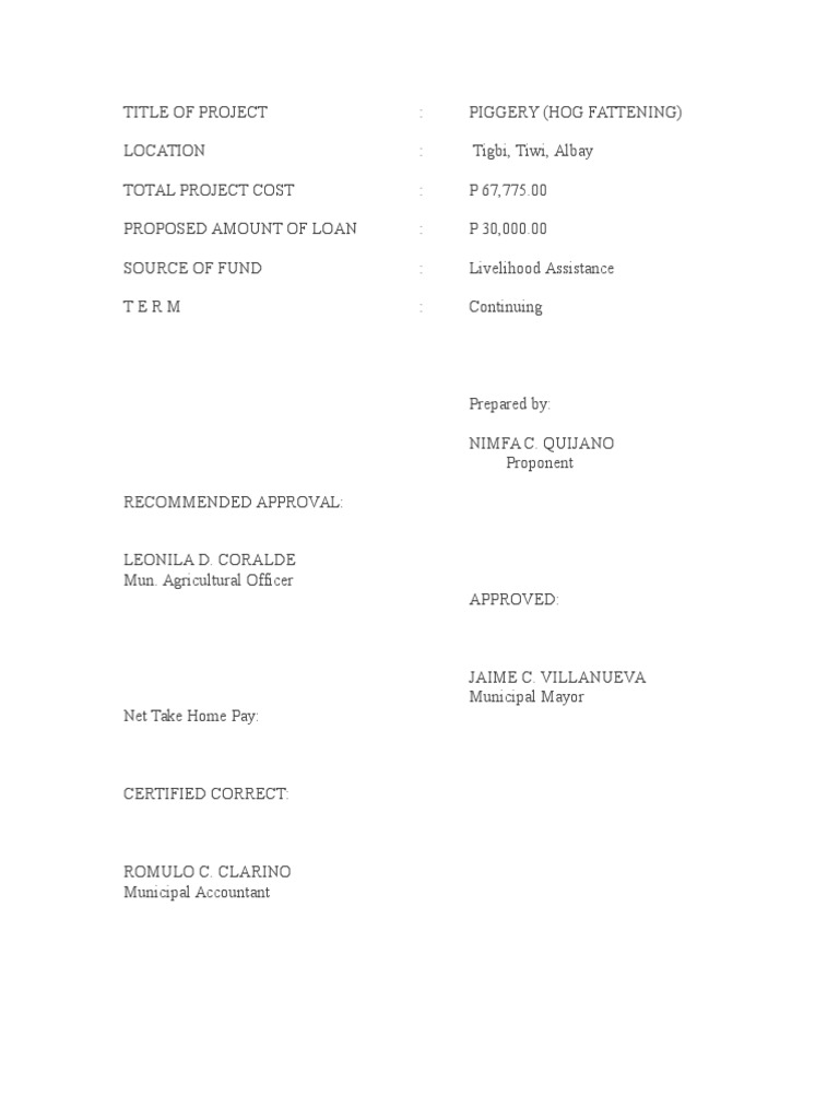 Piggery Project Proposal for Tiwi | PDF | Domestic Pig | Welfare