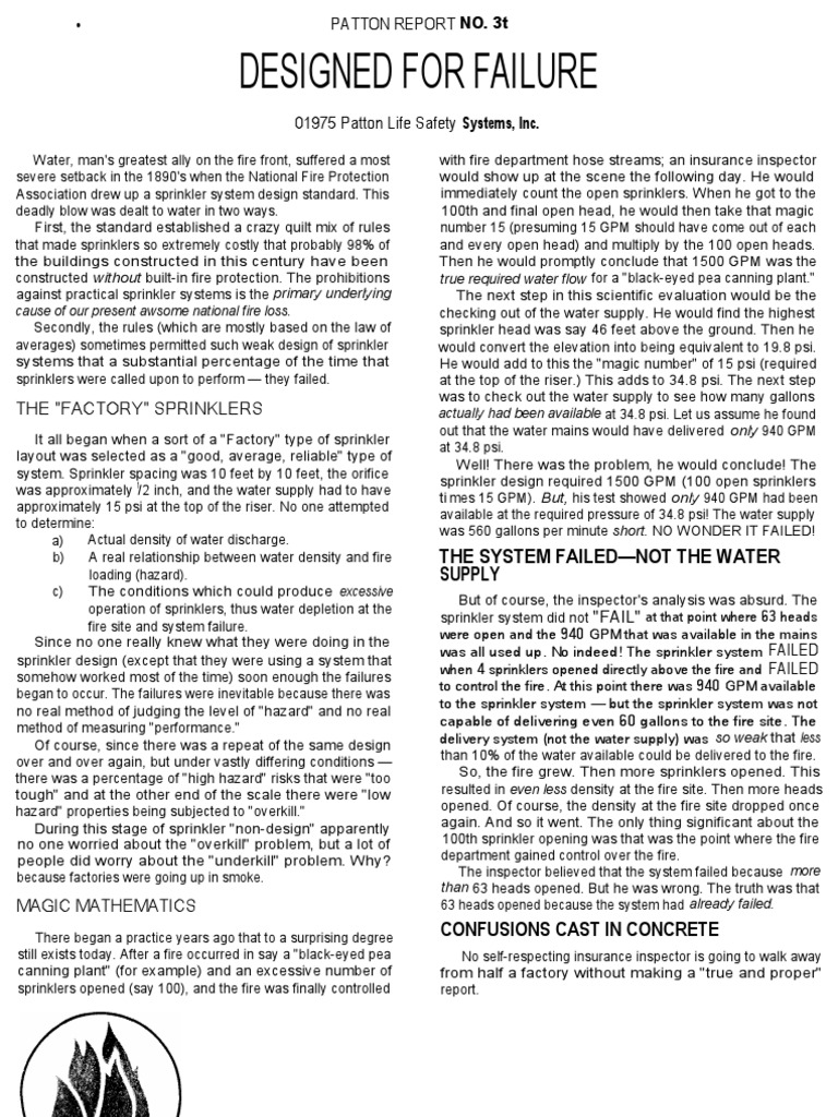 Designed For Failure: The "Factory" Sprinklers | PDF | Fire Sprinkler ...