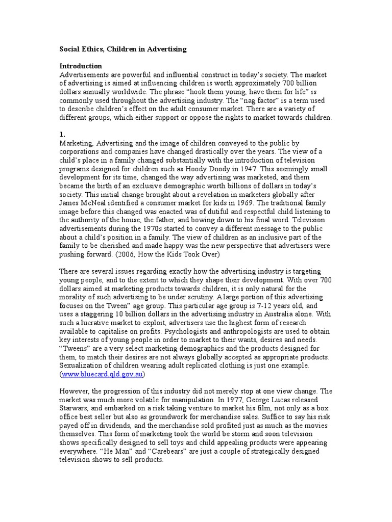 Children in Advertising | PDF | Advertising | Marketing