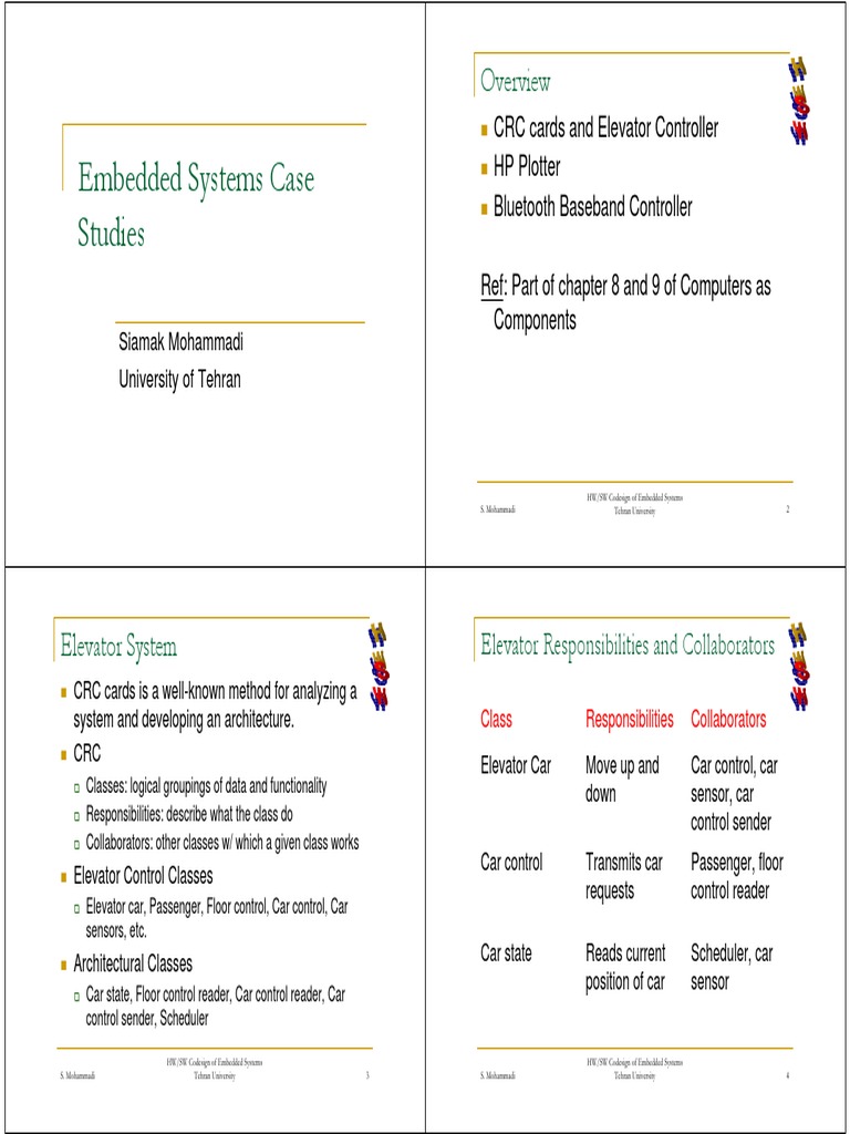 Embedded Systems Case Studies: CRC Cards, Elevators, Plotters ...