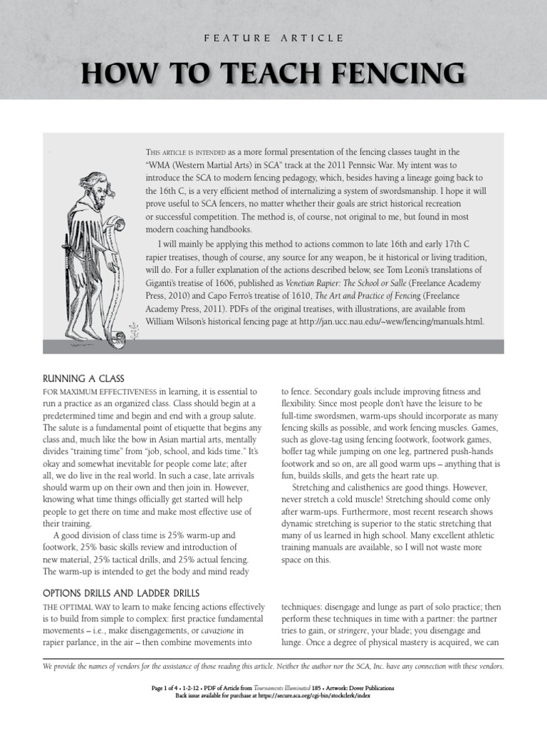 SCA How To Teach Fencing | PDF | Fencing | Swordsmanship