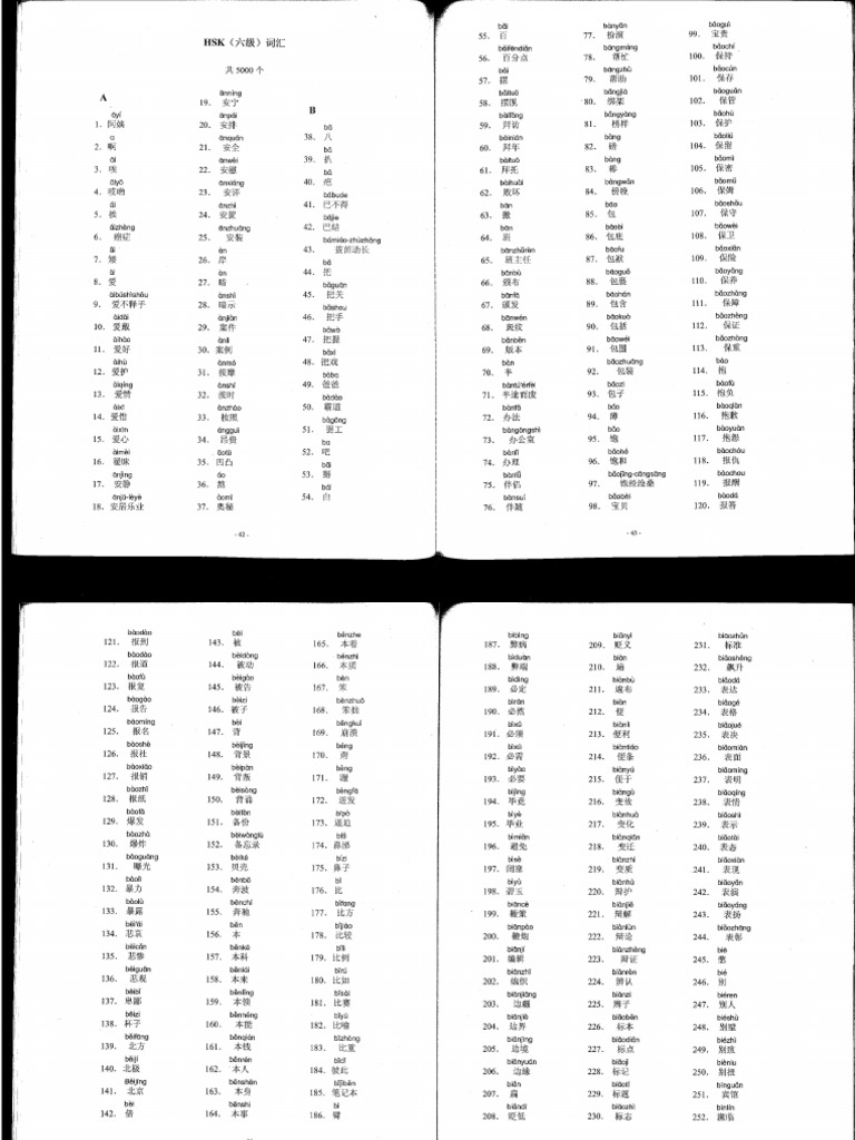 HSK Level 6 Vocabulary List PDF | PDF