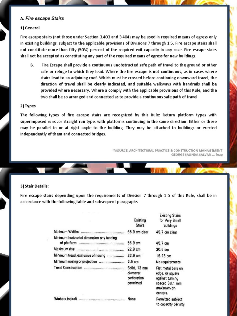 Fire Escape, Ladder, and Slide Escape | PDF | Stairs | Building
