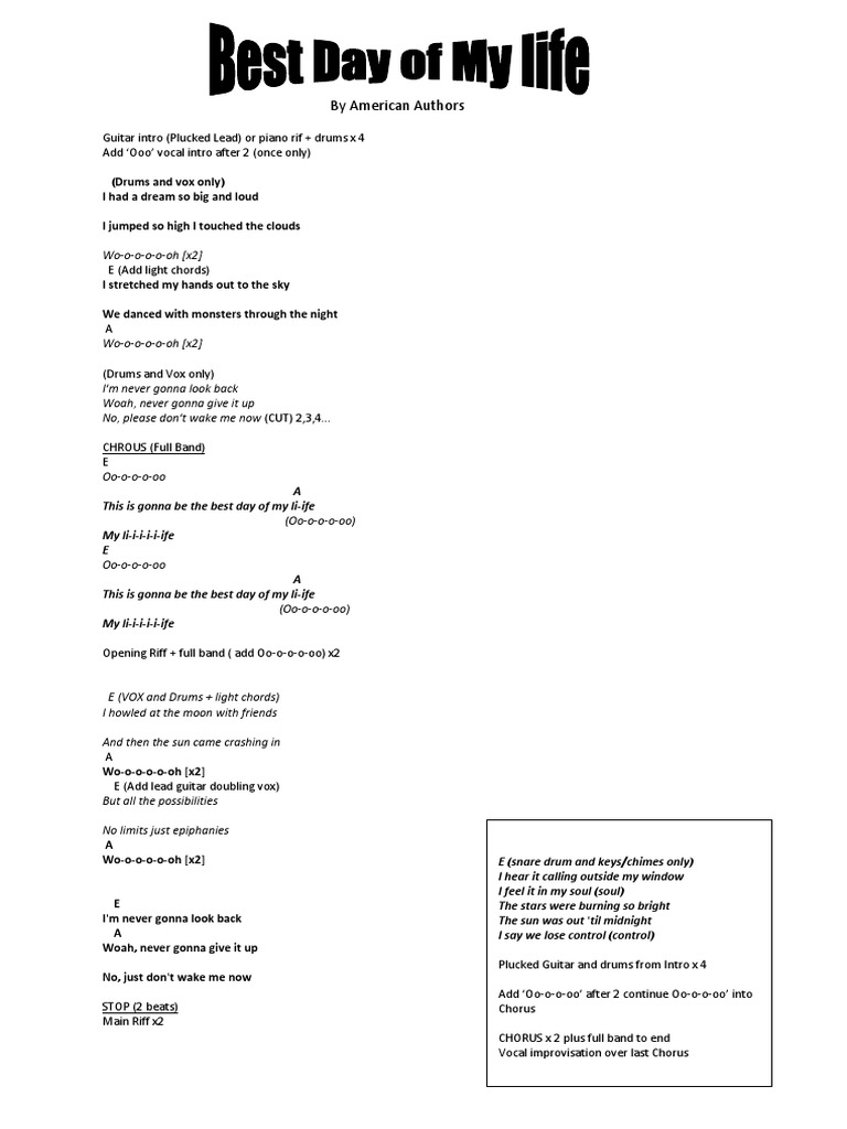 Best Day of My Life Chart | PDF