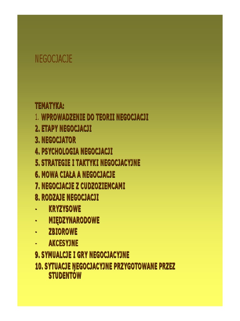 Negocjacje Wyklad I | PDF