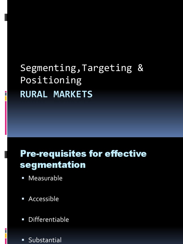 Segmentation in Rural - Sent | PDF | Market Segmentation | Economies
