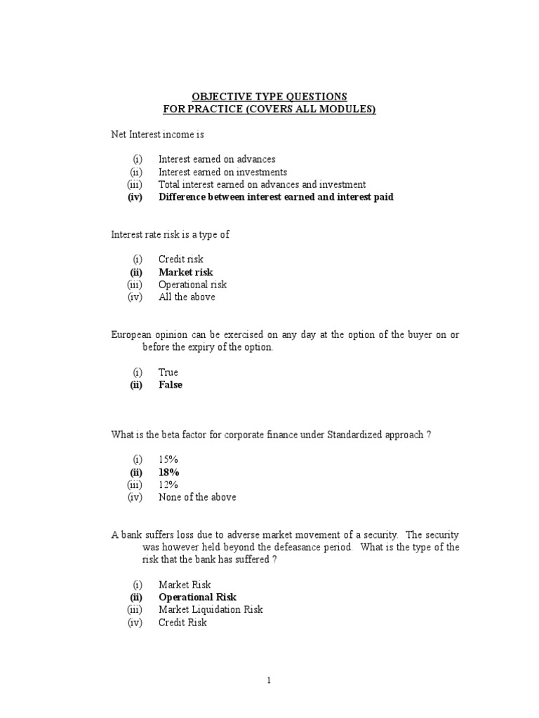 Objective Type Questions For Practice (Covers All Modules) | PDF ...