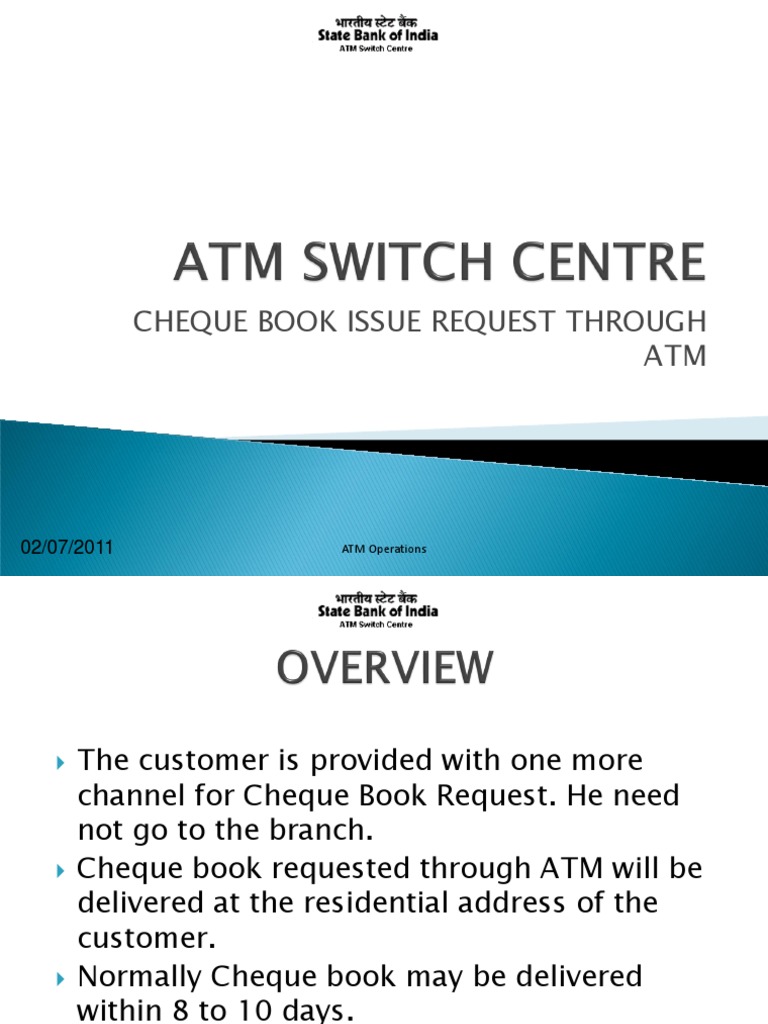 Cheque Book Issue Request Through ATM | PDF