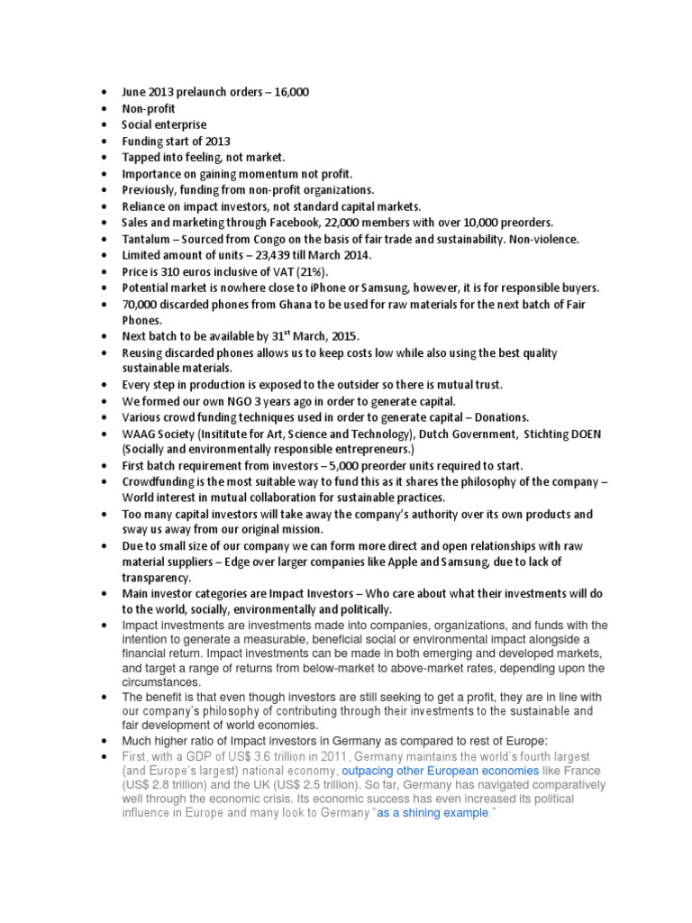 Sustainable Fair Trade Phones Launch | PDF | Investing | Economics