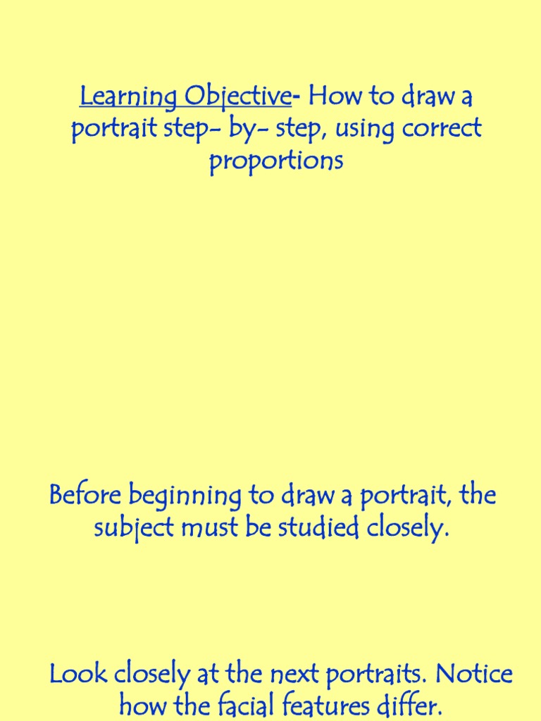 Learning Objective-How To Draw A Portrait Step - by - Step, Using ...