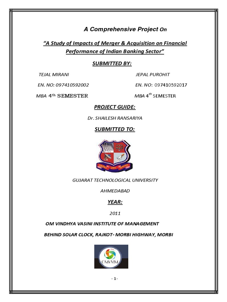 Project Report On M & A | PDF | Mergers And Acquisitions ...