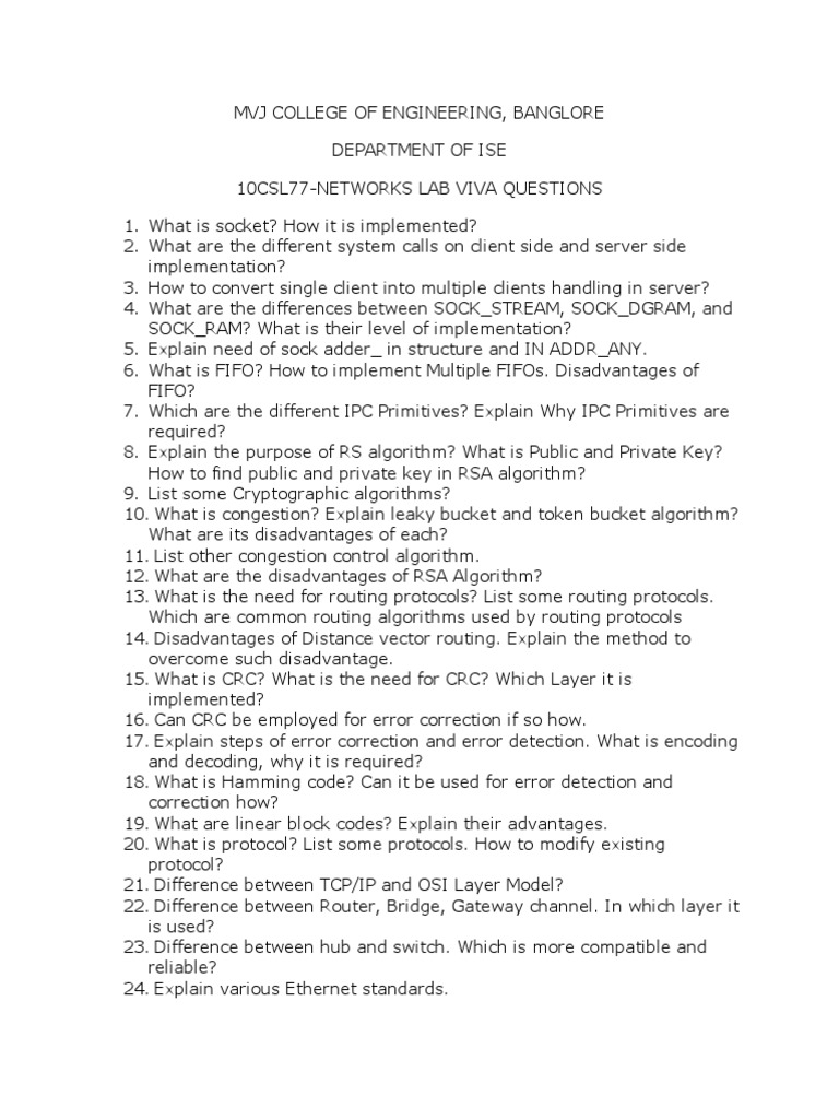 Viva Questions CN | PDF | Internet Protocols | Communications Protocols