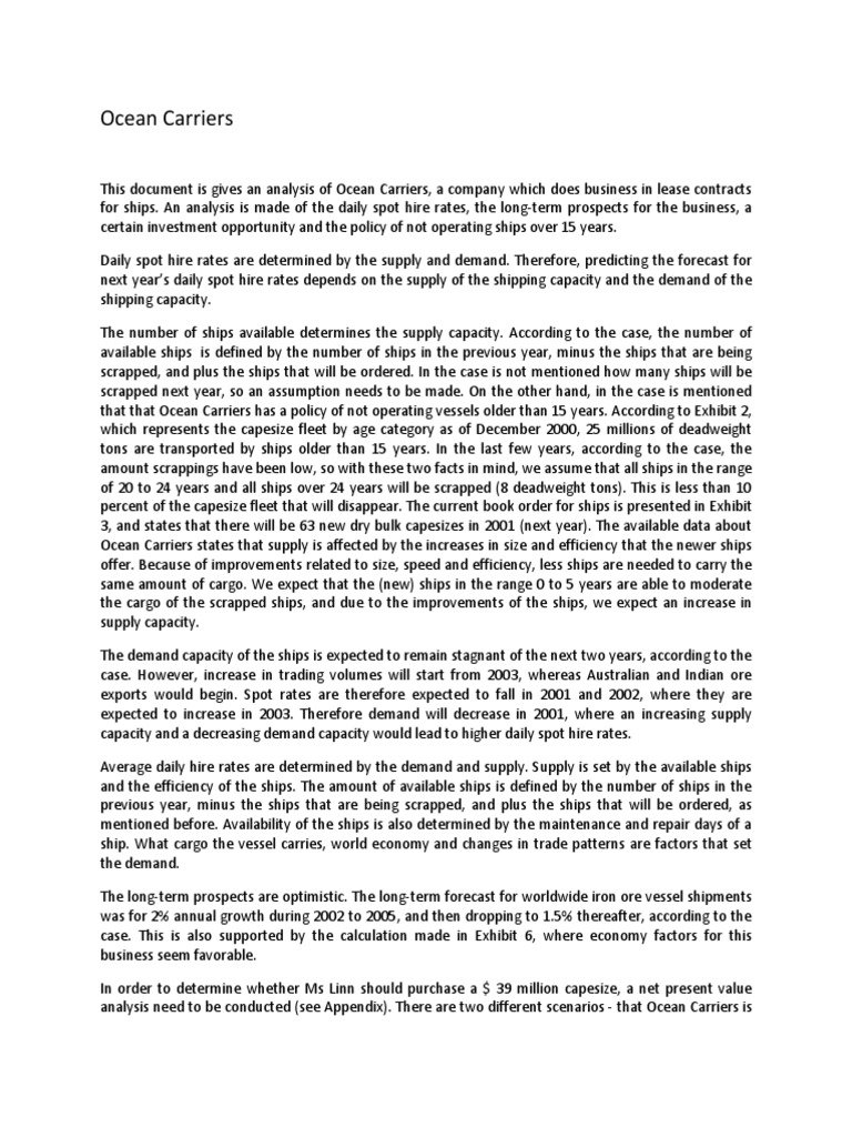 Case Study Ocean Carriers | PDF | Ships | Net Present Value
