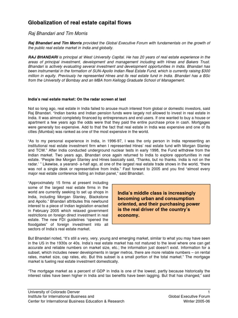 Globalization of Real Estate | PDF | Foreign Direct Investment | Morgan ...