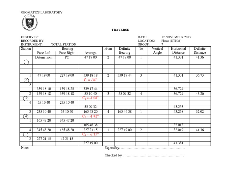 Traverse Report Bearing | PDF