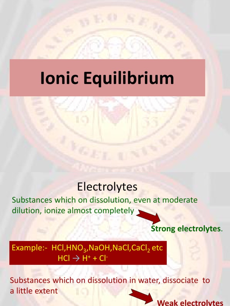 Ionic Equilibrium | PDF | Dissociation (Chemistry) | Acid