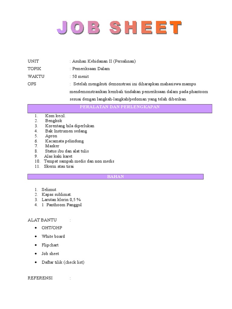 Job Sheet Pemeriksaan Dalam | PDF