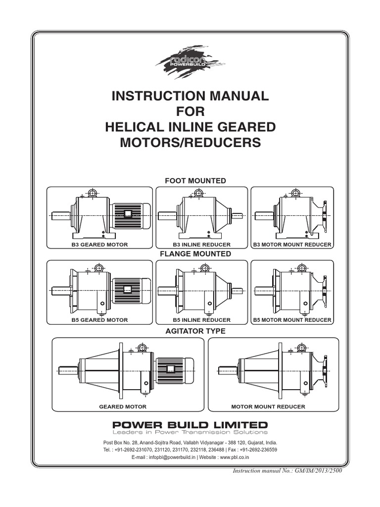 Helical Inline Geared Motors Manual PDF | PDF | Gear | Belt (Mechanical)