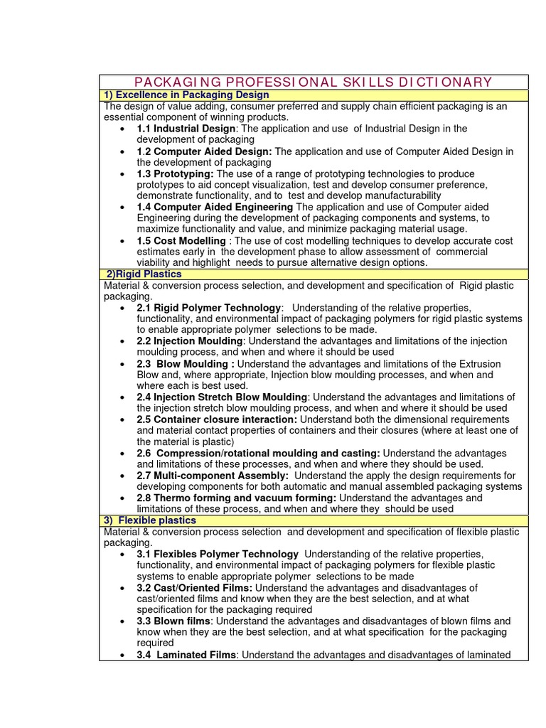 Packaging Skills Overview Guide | PDF | Packaging And Labeling | Prototype