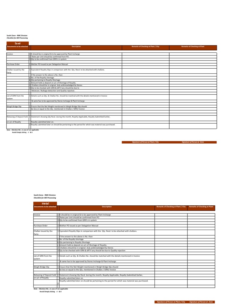 Checklist For Bill Processing - Revised | PDF | Invoice | Cheque