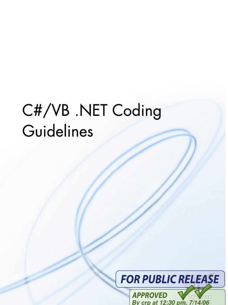 DotNet Coding Guidelines PDF Visual Basic Net C Sharp